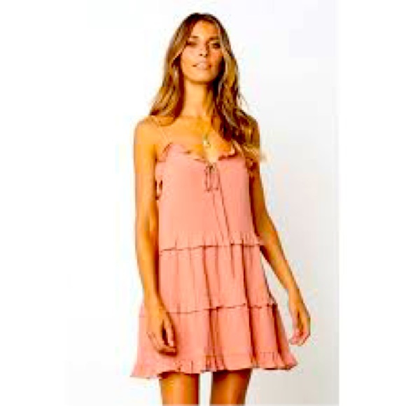 Princess Polly | Dresses | Princess Polly Lima Rust Tie Front Ruffled Tiered Mini Babydoll Dress ...